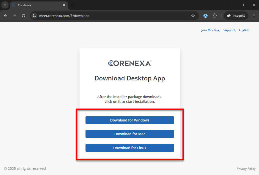 Installing CoreNexa Desktop Client