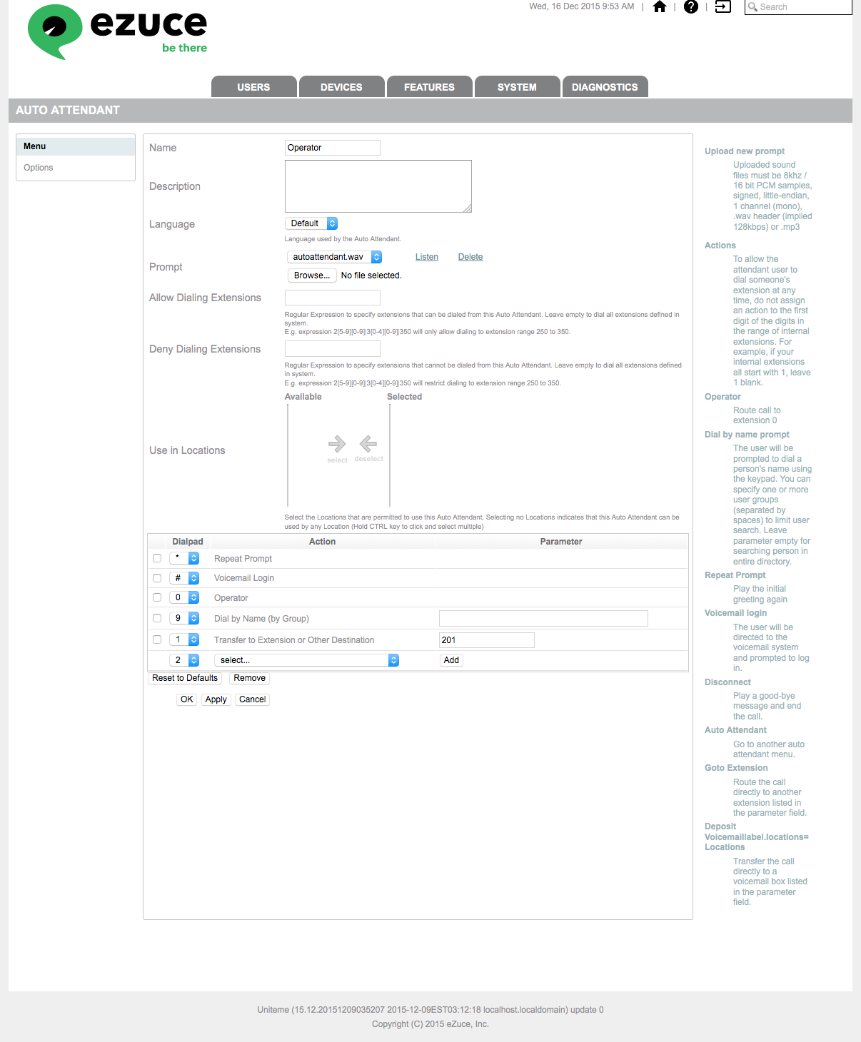 Configuring: Core Feature Configuration - Auto Attendants