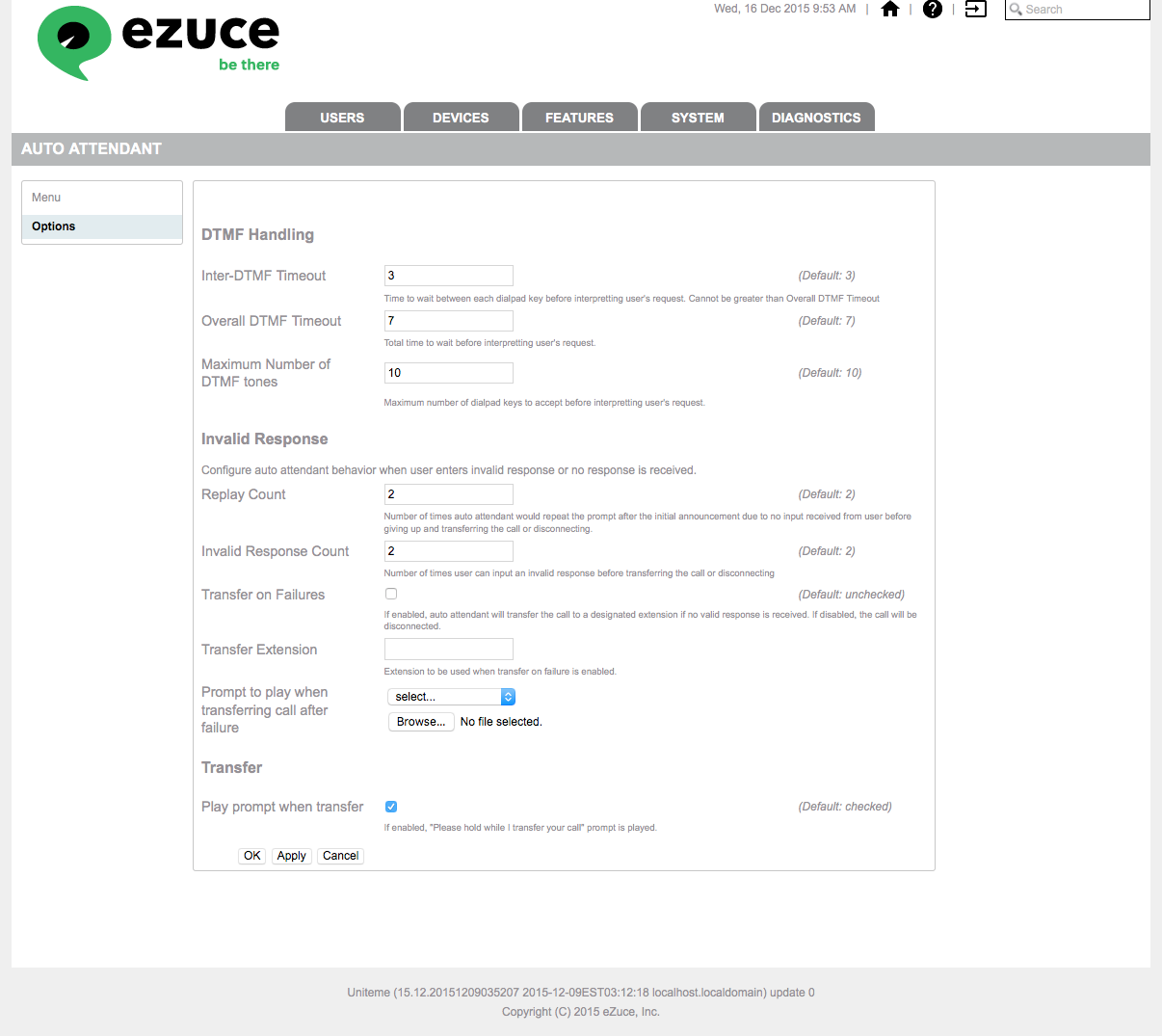 Configuring: Core Feature Configuration - Auto Attendants