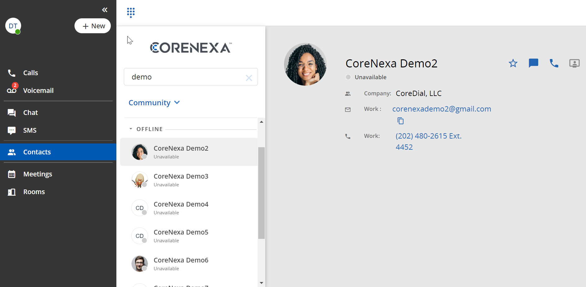 CoreNexa Desktop/Browser - Contacts