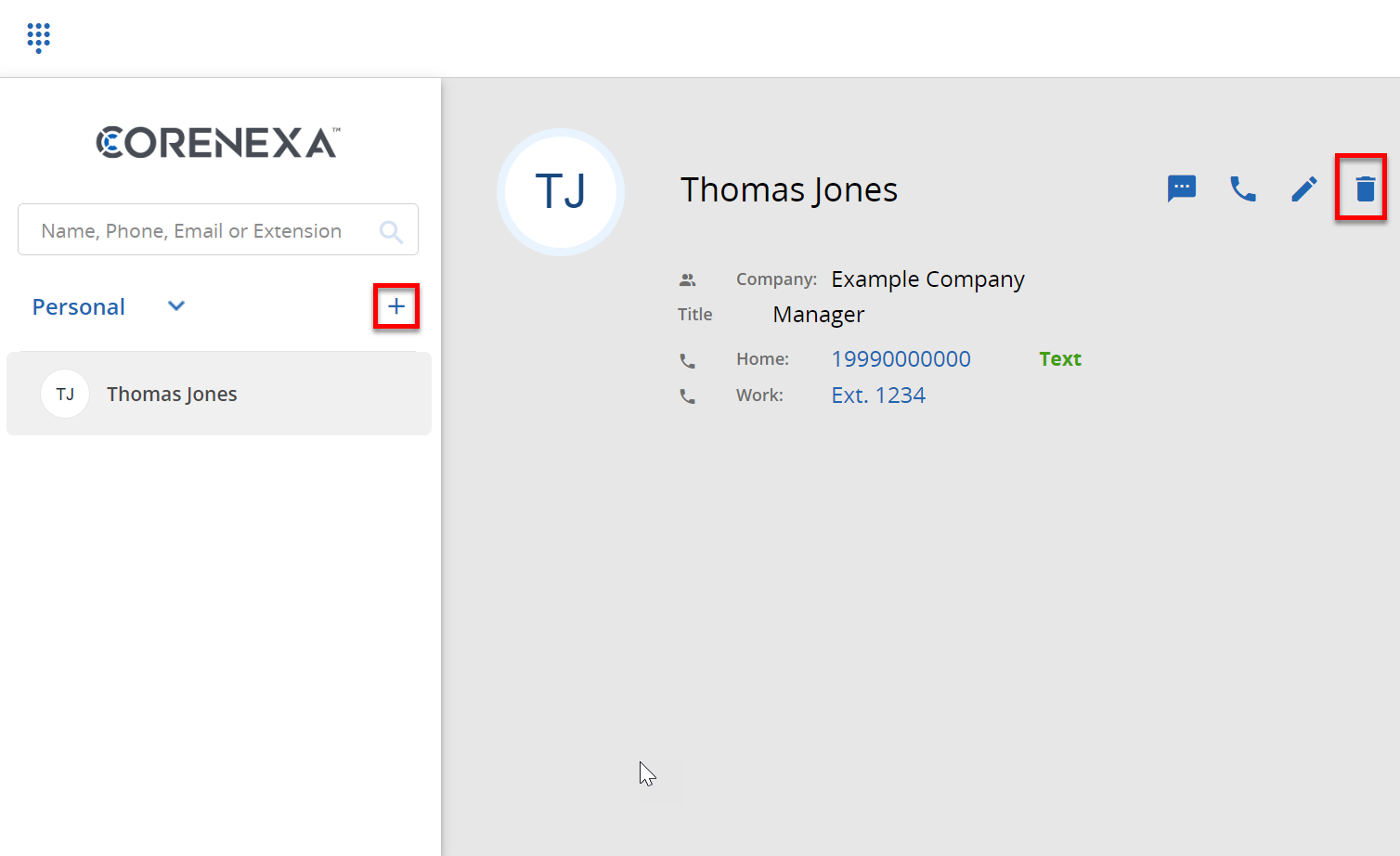 CoreNexa Desktop/Browser - Contacts