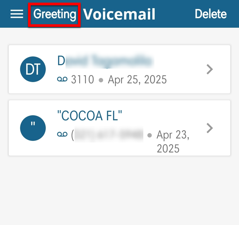 CoreNexa Mobile App - Voicemail