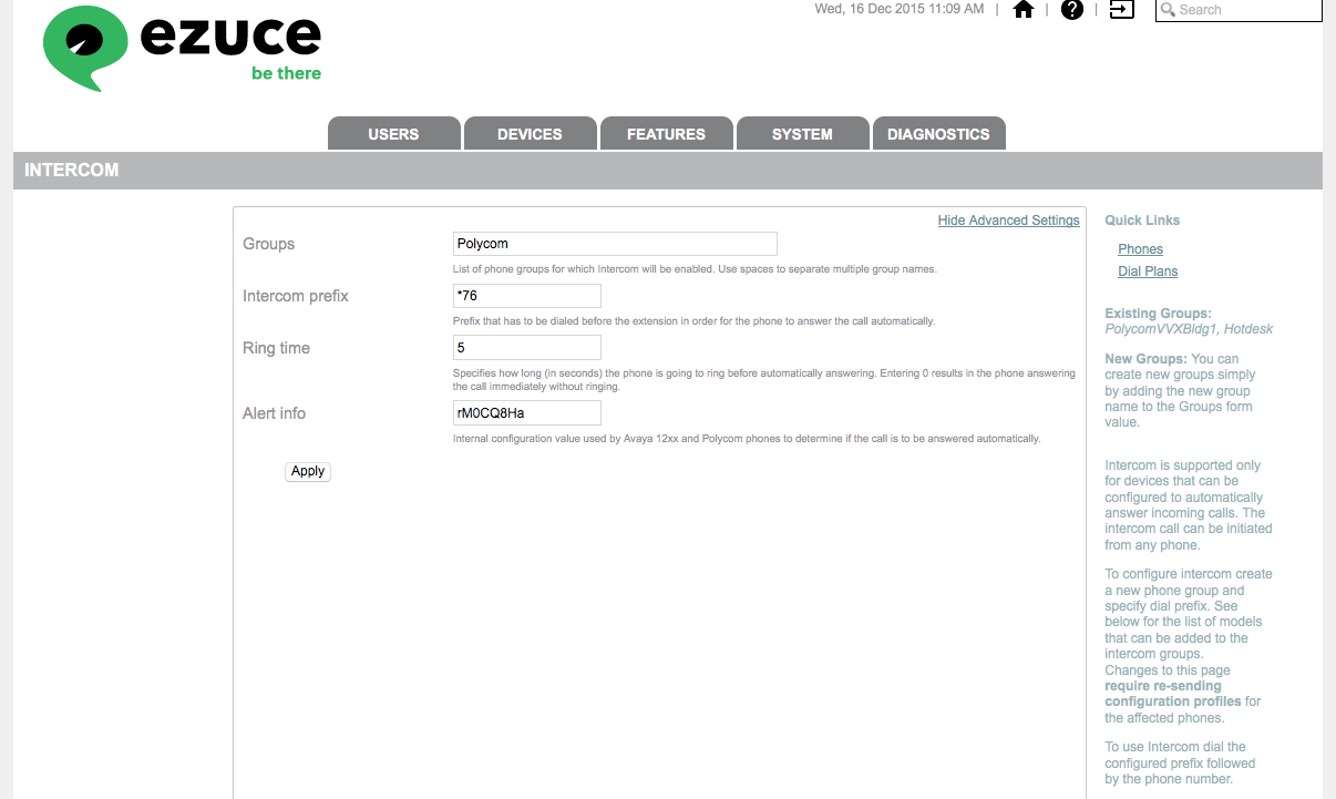 Configuring: Core Feature Configuration - Intercom