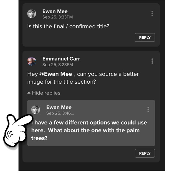 In-editor commenting
