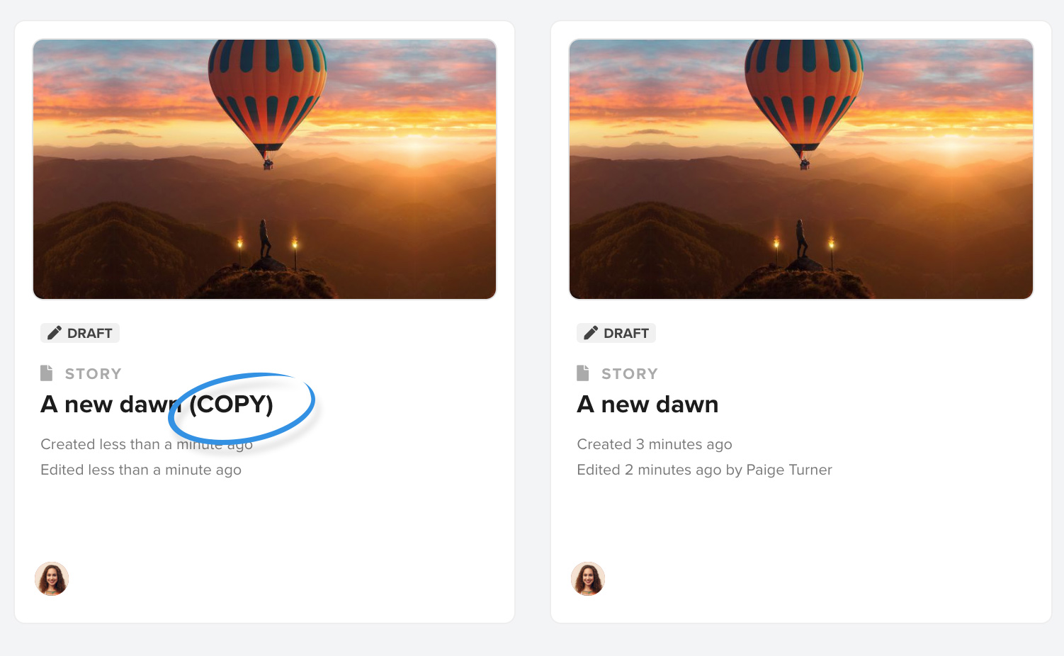 Copy a story