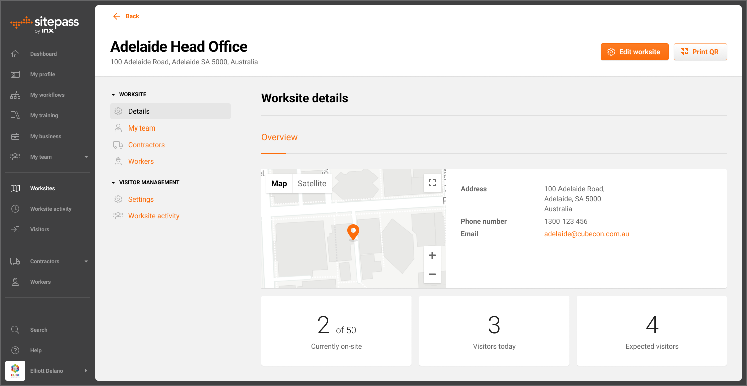 Worksite visitor management: Worksite activity report