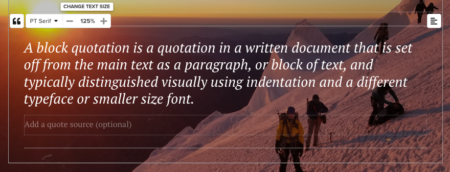 Add a full-width block quote