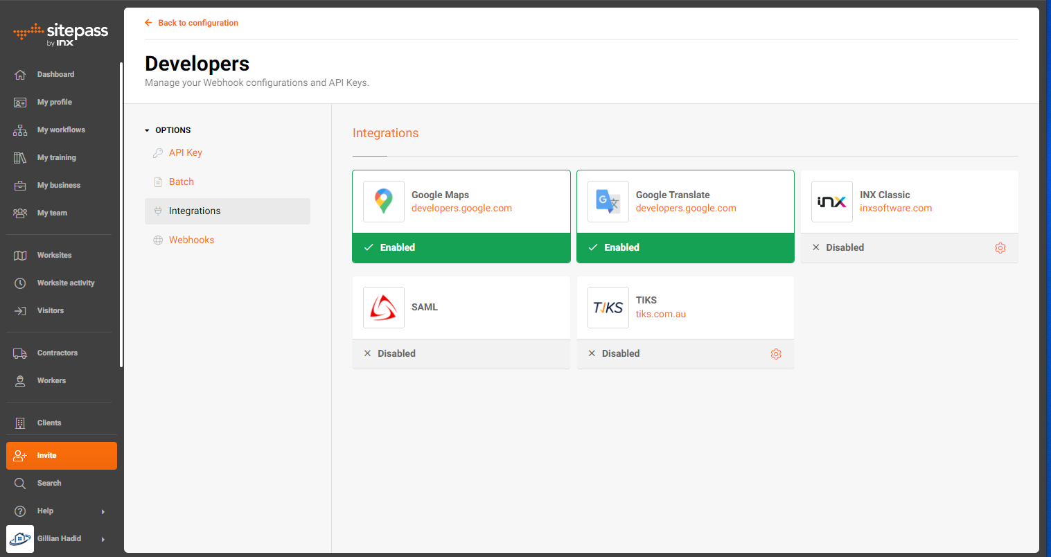 Sitepass integration with INX InFlight and InControl
