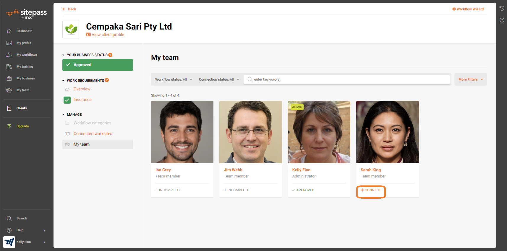 Connect your team member to a client