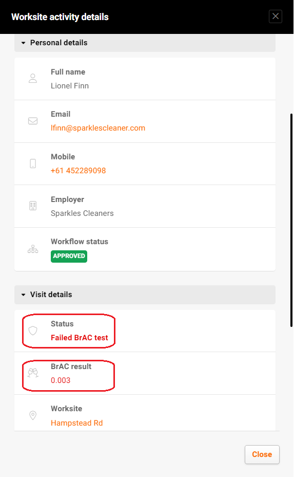 Worksite visitor management: Worksite activity report - Breathalyser ...