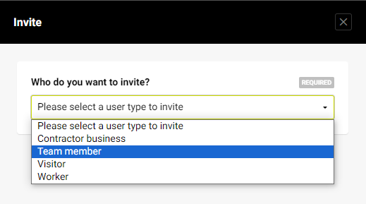 Invite: Team members