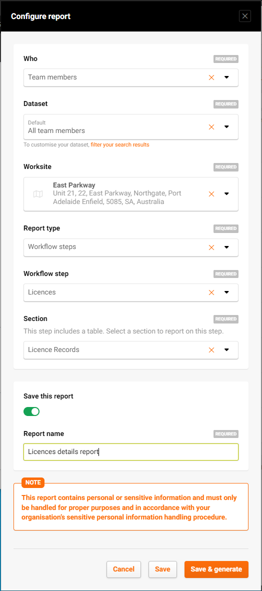 Save a report
