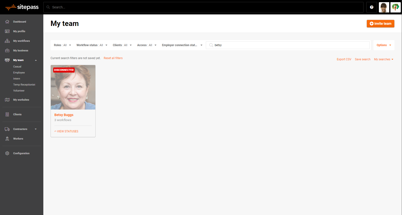 Disconnect a team member from your business