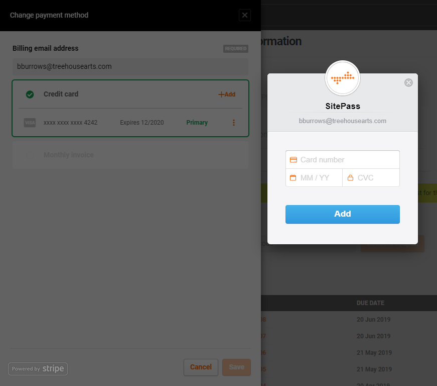 Add credit card details
