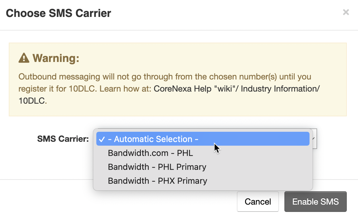 Enabling or Disabling the SMS or MMS for a DID