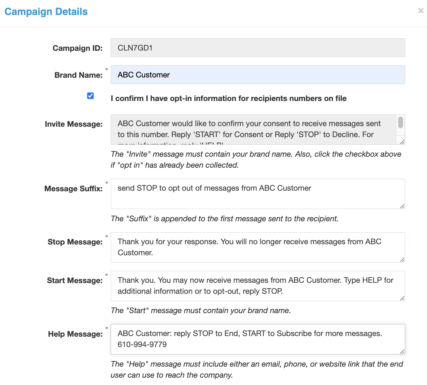 Customer SMS Campaign