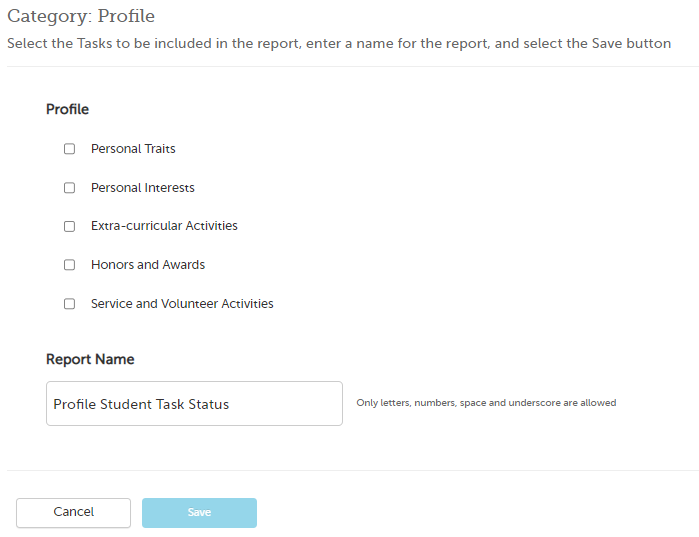 How to create a Student Tasks Status Report